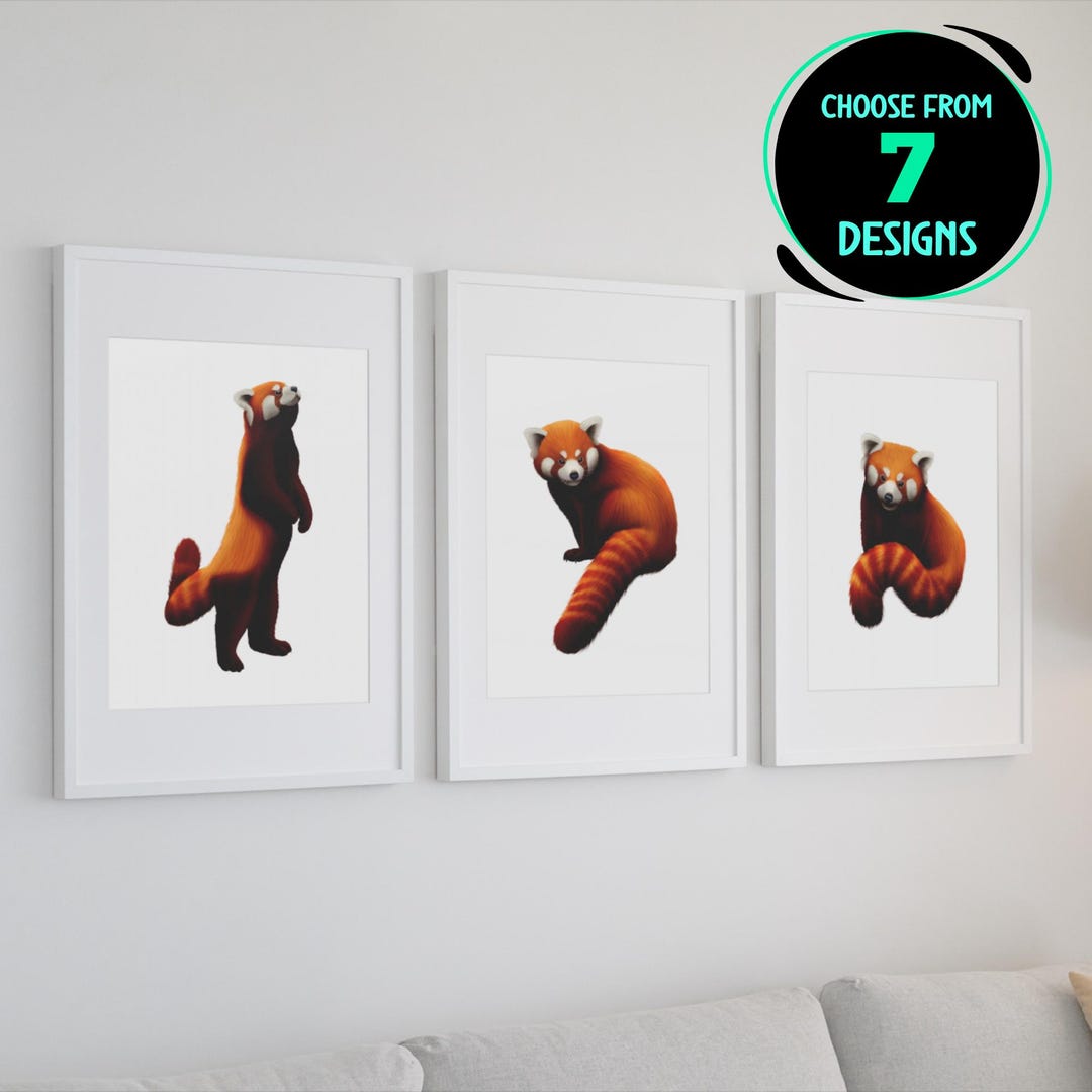 Red Panda Print Set Whimsical Wildlife Artwork Red Panda Wall Art Set ...
