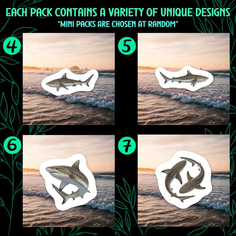 Tiger Shark Stickers Vinyl Decals Waterproof Ocean Animal Stationery ...