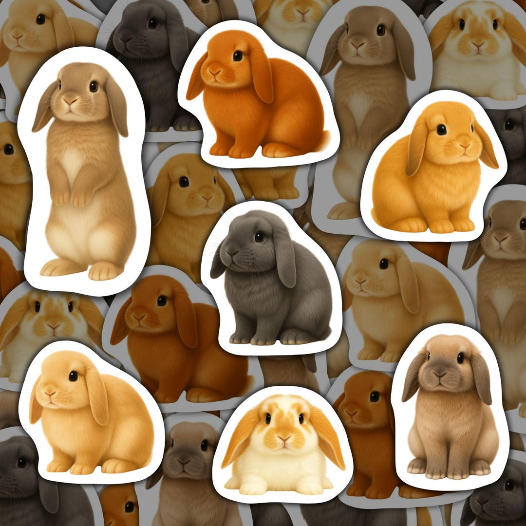 Lop Rabbit Stickers Vinyl Decals Waterproof Stationery Gift for Bunny ...