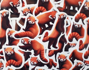 3 Pc Red Panda Watercolor Vinyl Stickers - Etsy