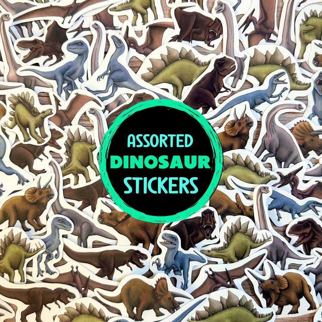 Dinosaur Sticker Pack Assorted Jurassic Vinyl Decals Waterproof Dino ...