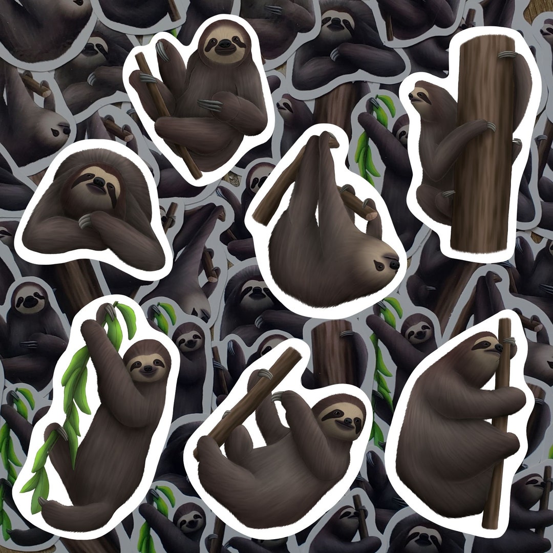 Sloth Sticker Pack Sleepy Sloth Vinyl Decals Waterproof Stickers Jungle ...
