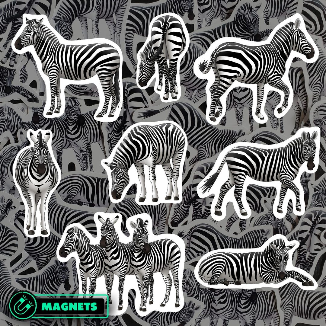 Zebra Magnet Set Waterproof Vinyl Animal Magnets for Refrigerator ...