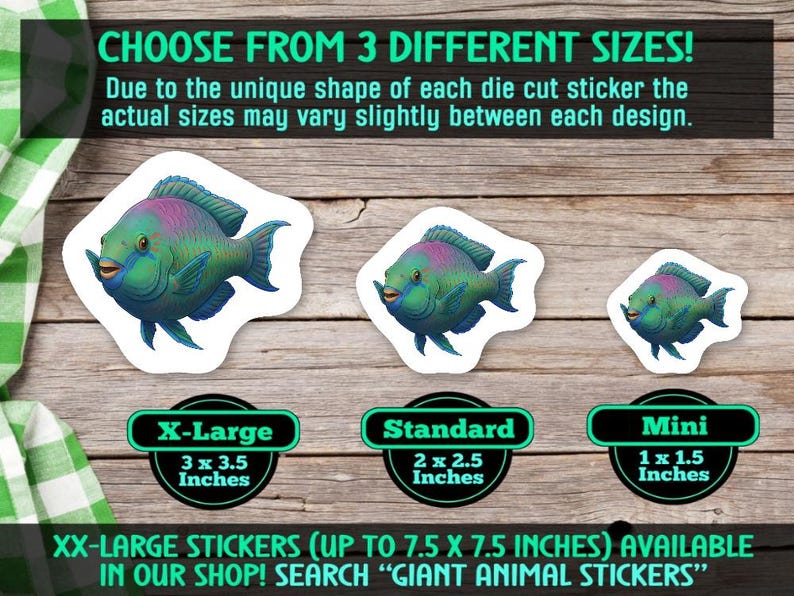 Parrotfish Stickers Waterproof Vinyl Decals Tropical Fish Gift for ...