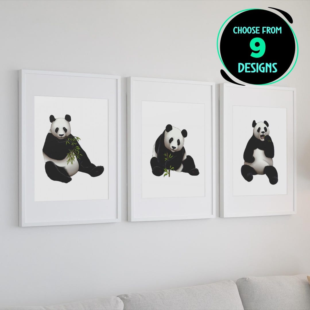 Panda Print Set of 9 Giant Panda Wall Art Black and White Bear Home ...