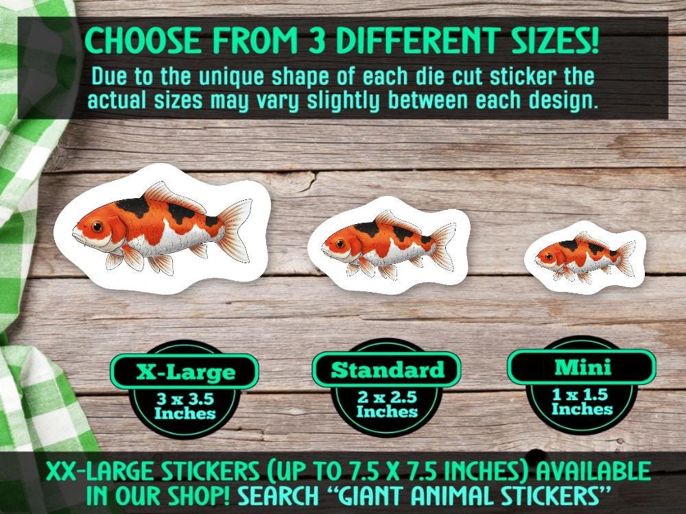 Koi Fish Stickers Vinyl Decals Waterproof Fish Stationery Koi Pond Pack ...