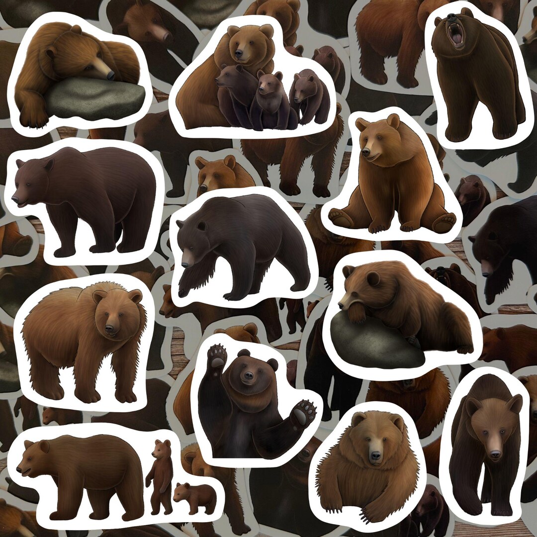 Brown Bear Sticker Pack Woodland Creature Decals Forest Animal ...