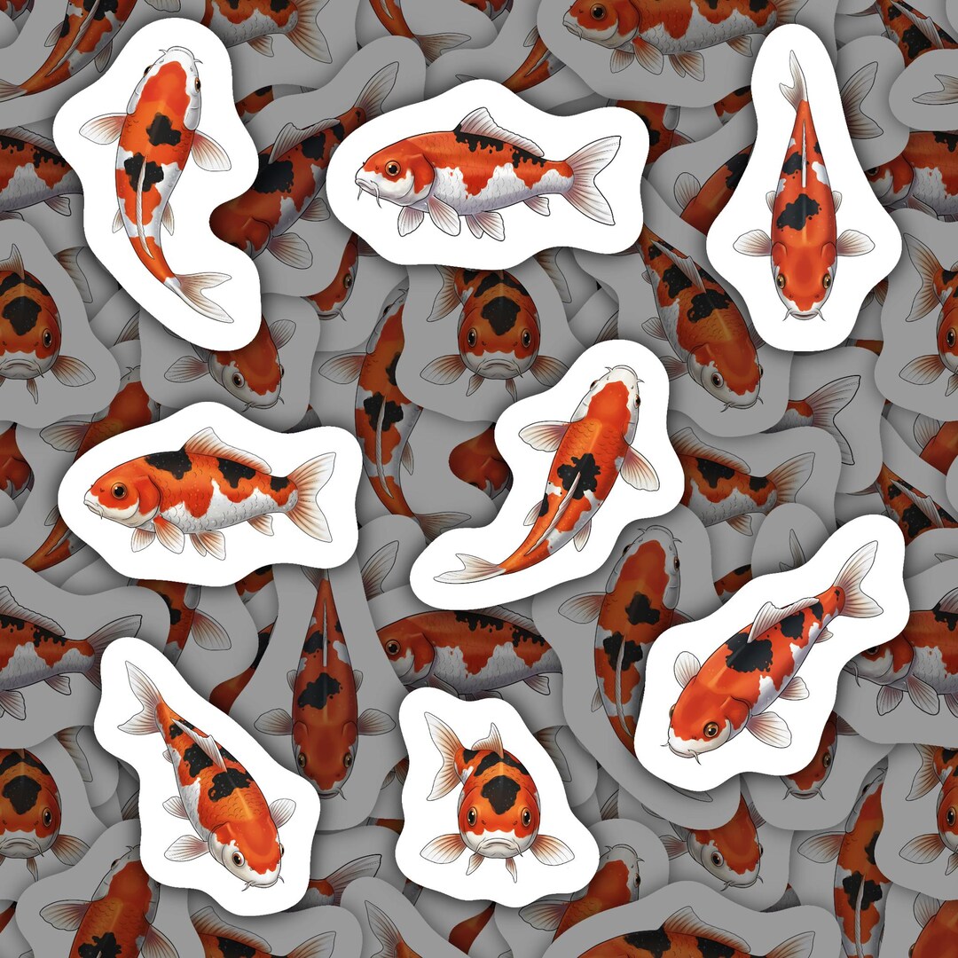 Koi Fish Stickers Vinyl Decals Waterproof Fish Stationery Koi Pond Pack ...