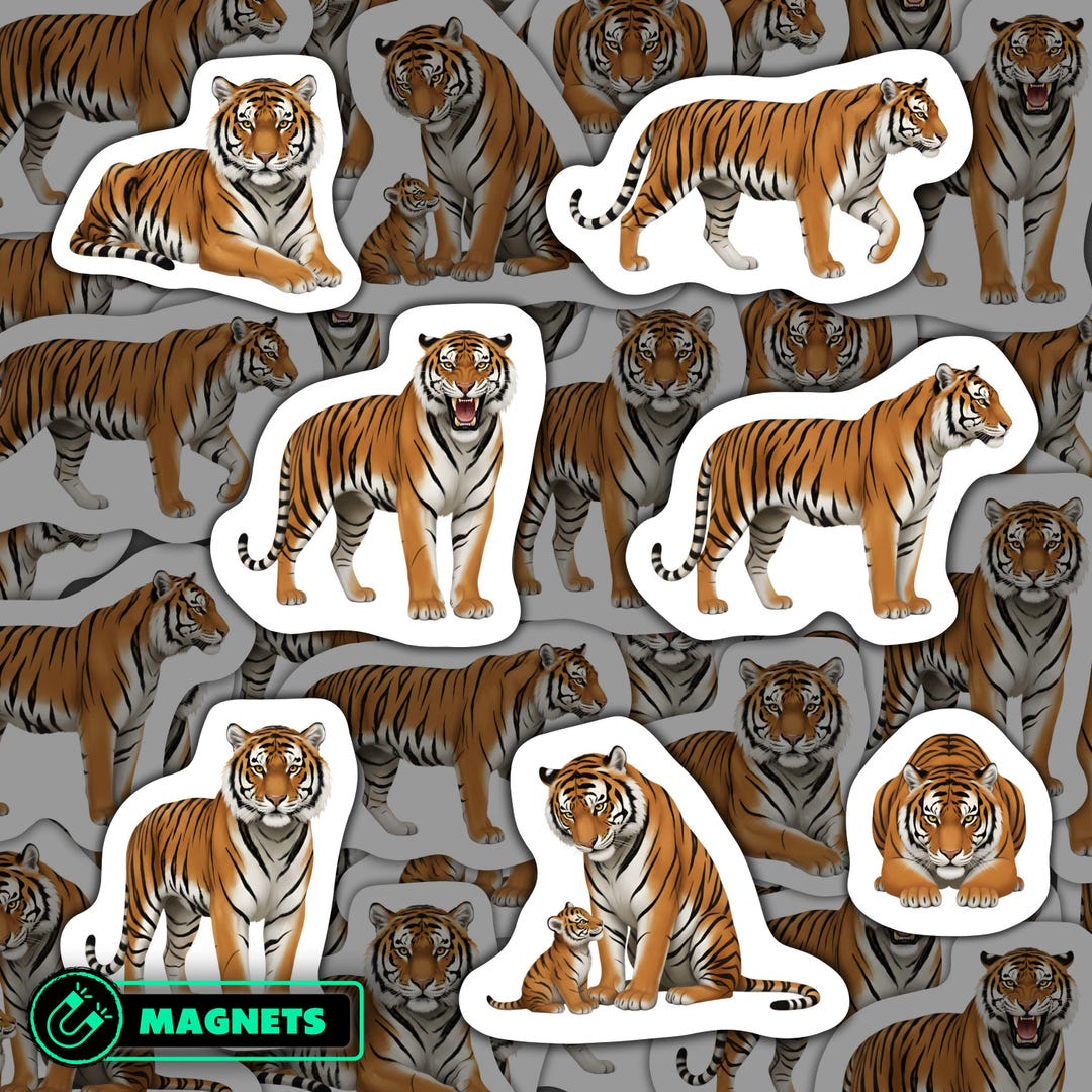 Tiger Magnets Waterproof Vinyl Wildlife Decor Magnetic Big Cat Gift for ...