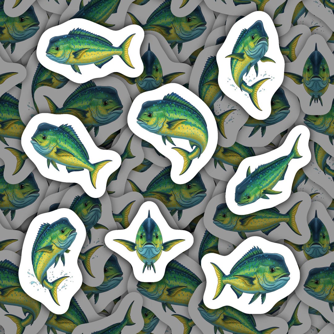 Mahi Mahi Stickers Vinyl Decals Waterproof Fish Stationery Gift for ...