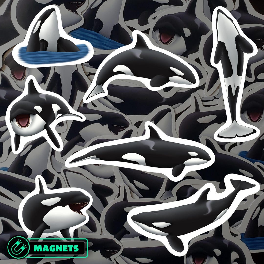 Orca Magnet Set Killer Whale Waterproof Vinyl Magnets for Refrigerator ...