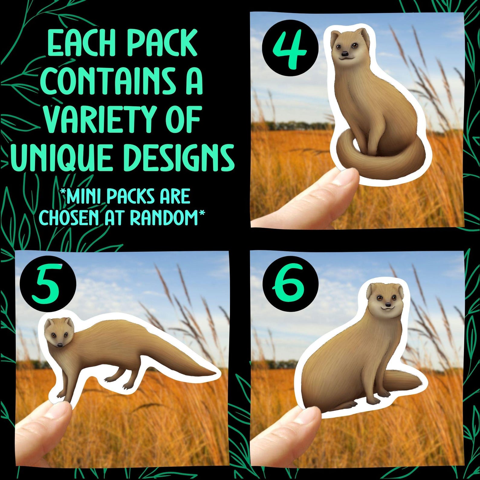 Yellow Mongoose Sticker Pack African Wildlife Decals Waterproof Vinyl ...