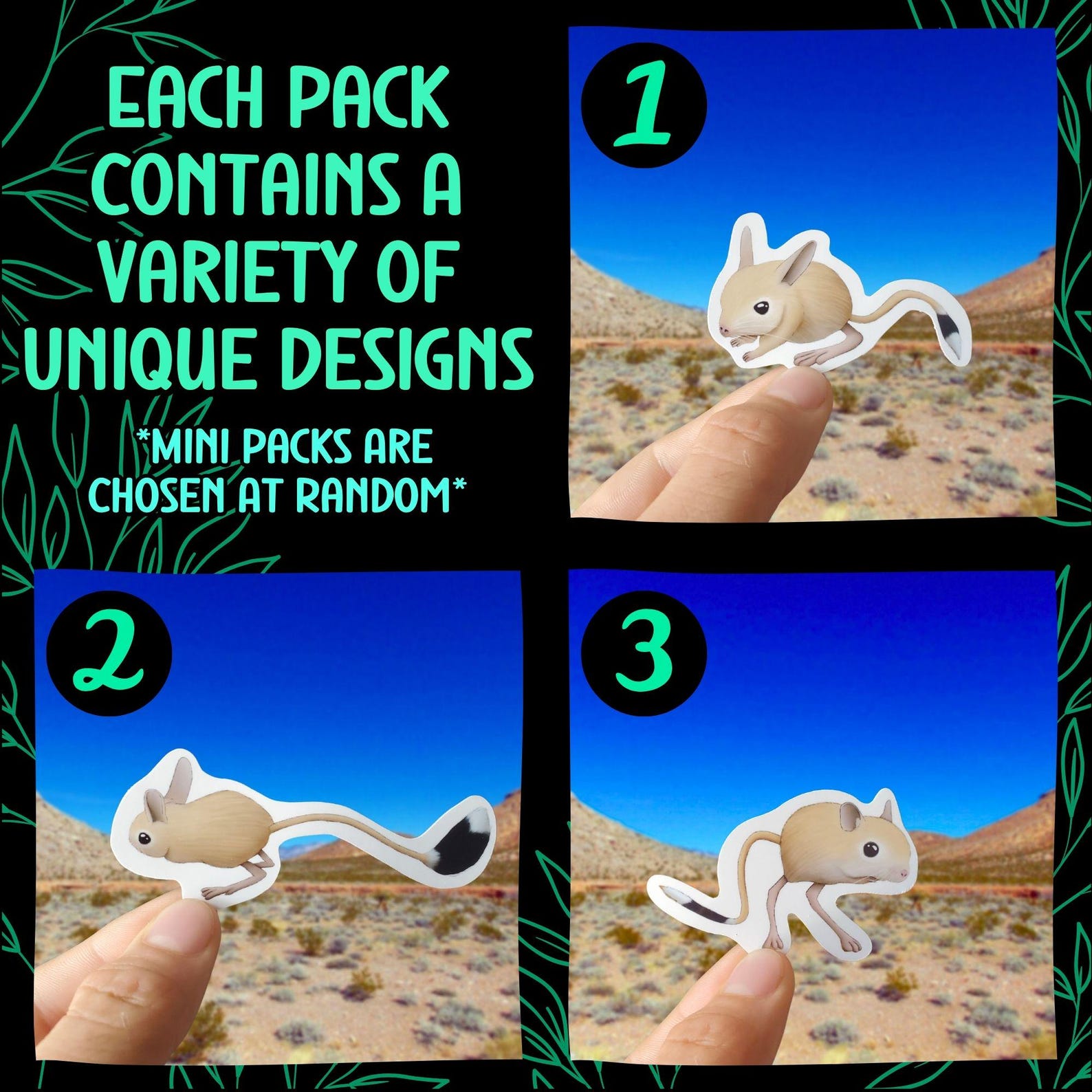 Jerboa Sticker Pack Desert Wildlife Decals Exotic Rodent Stickers Cute ...