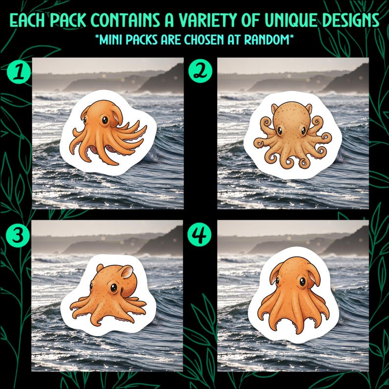 Dumbo Octopus Stickers Waterproof Vinyl Decals Ocean Creature ...
