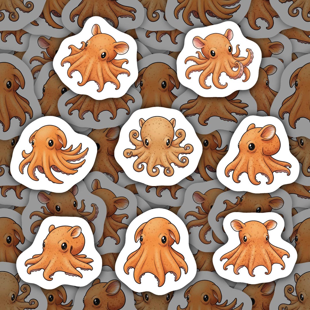 Dumbo Octopus Stickers Waterproof Vinyl Decals Ocean Creature ...
