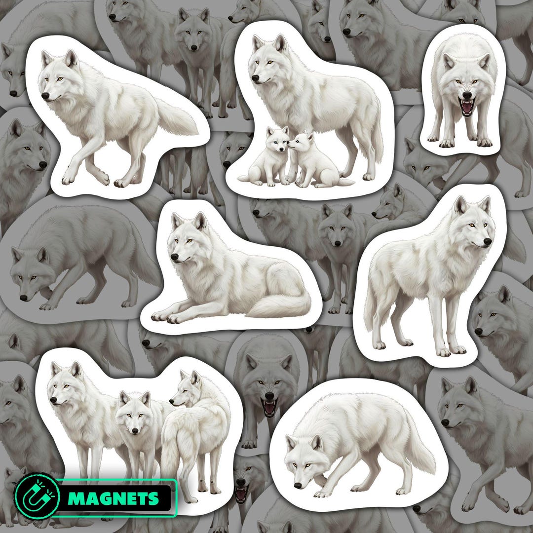 Arctic Wolf Magnets Waterproof Vinyl Fridge Decor Magnetic Wildlife ...
