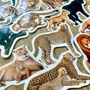 Big Cat Stickers, Mini Sticker Pack, Wildlife Stationary, Water Proof ...