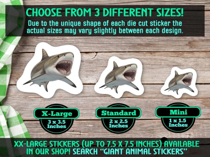 Tiger Shark Stickers Vinyl Decals Waterproof Ocean Animal Stationery ...