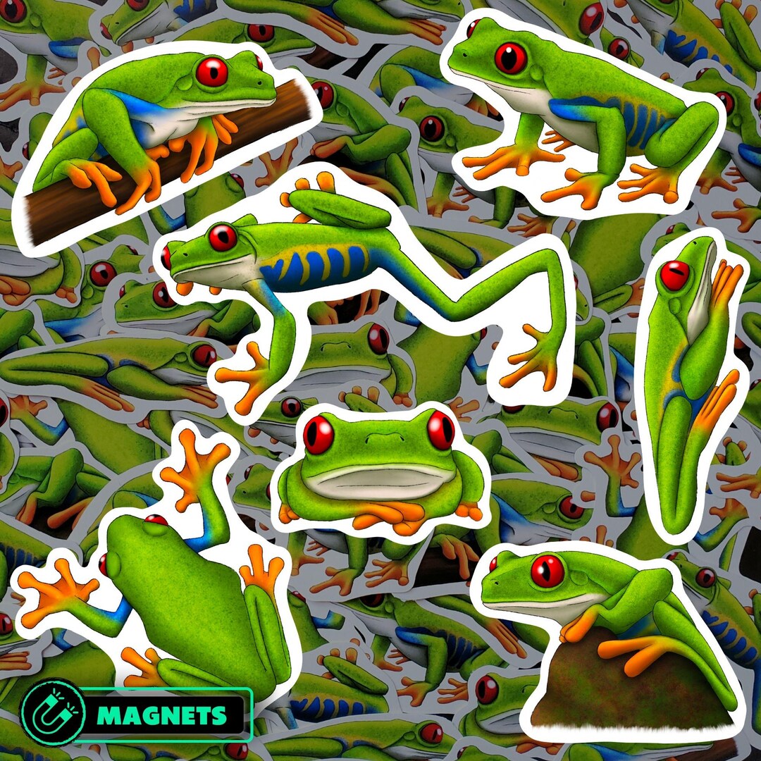 Red Eyed Tree Frog Magnet Set Waterproof Vinyl Animal Magnets for ...