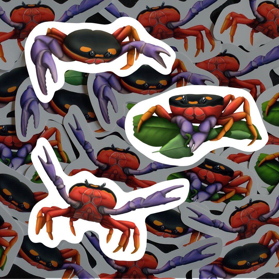 Halloween Crab Sticker Pack Tropical Crustacean Vinyl Decals Marine ...