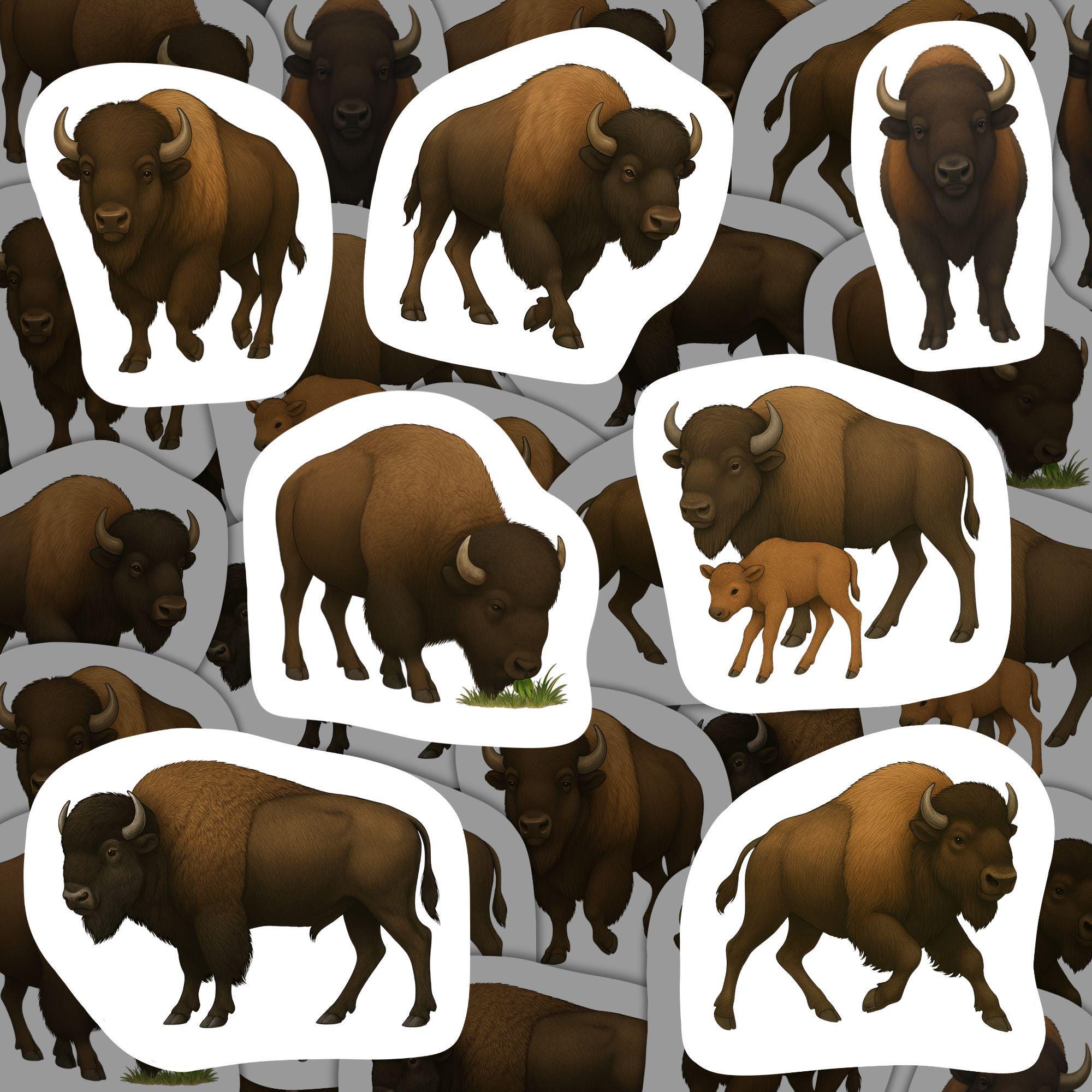 American Bison Stickers Vinyl Decals Waterproof Wildlife Gift for ...