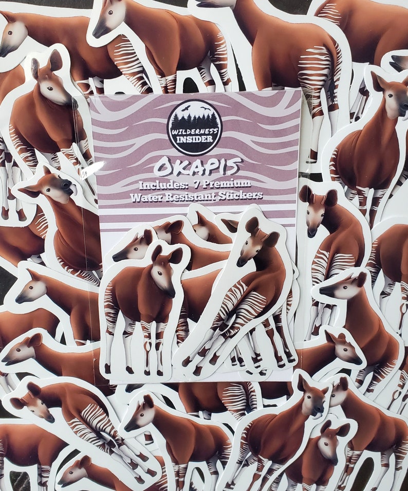 Okapi Sticker Pack Rainforest Animal Waterproof Vinyl Decal Cute Okapi ...