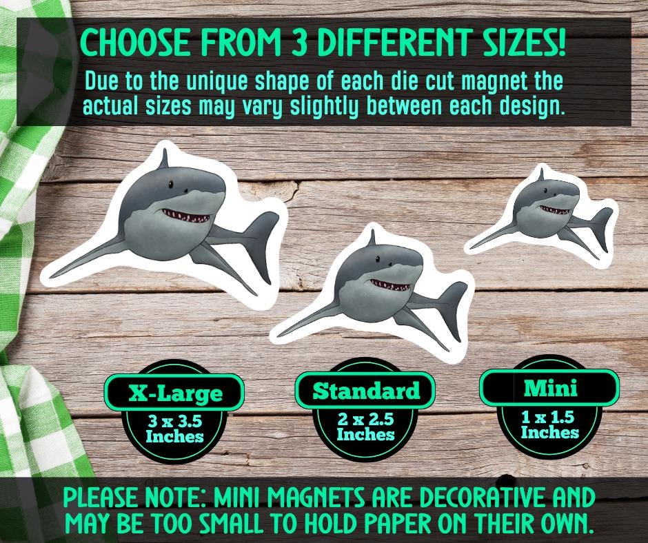 Great White Shark Magnet Pack Ocean Predator Vinyl Decal Fridge Home ...