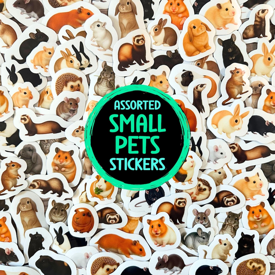 Assorted Small Pets Stickers Pack Hamster Guinea Pig Rabbit Mouse ...