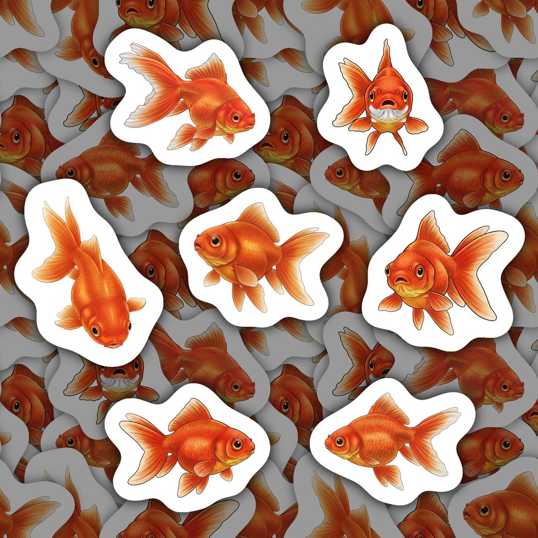 Goldfish Stickers Waterproof Vinyl Decals Aquarium Fish Stationery Gift ...