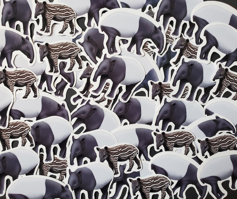 Malayan Tapir Sticker Pack Exotic Animal Decals Waterproof Vinyl Tapir ...