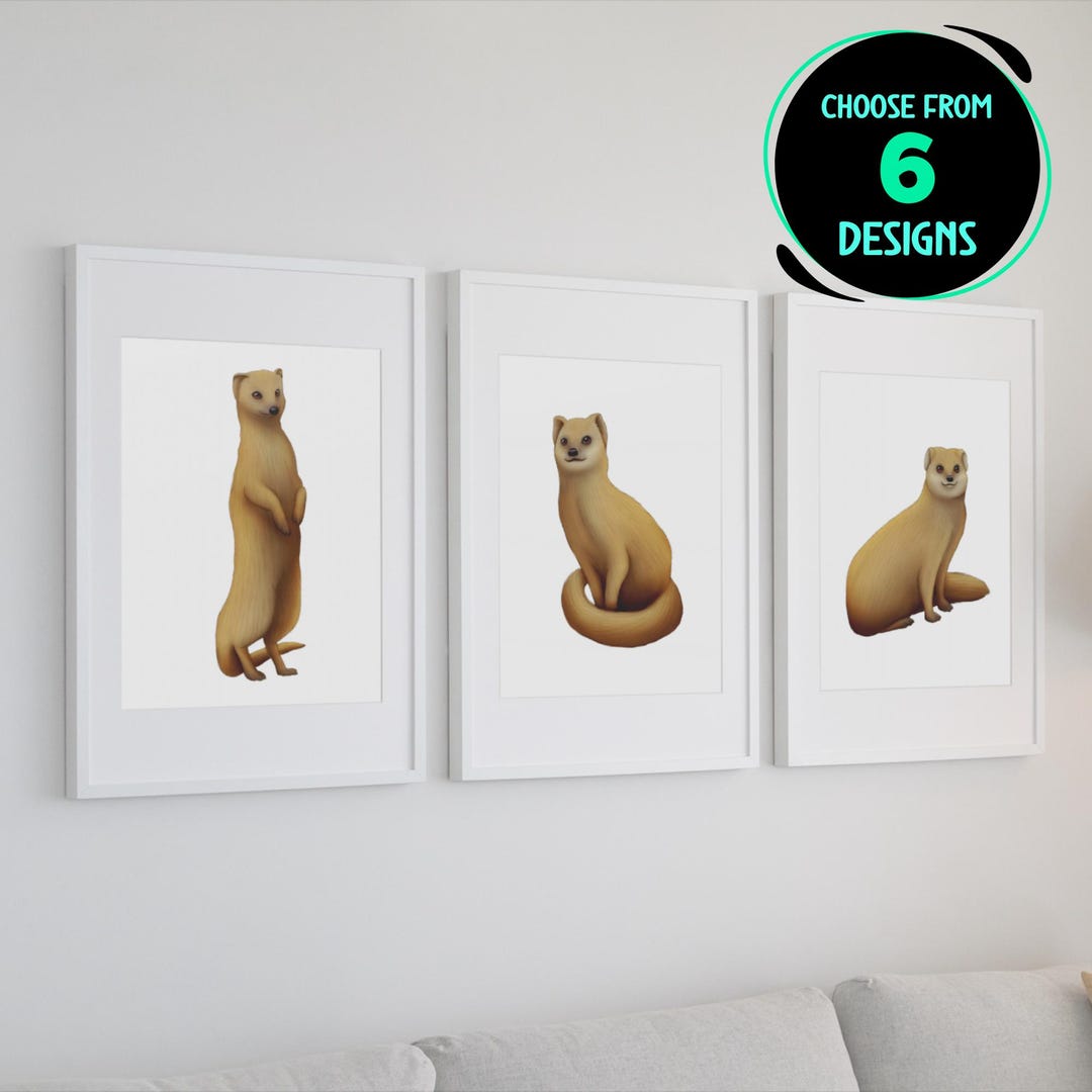 Yellow Mongoose Art Print African Wildlife Poster Realistic Animal ...