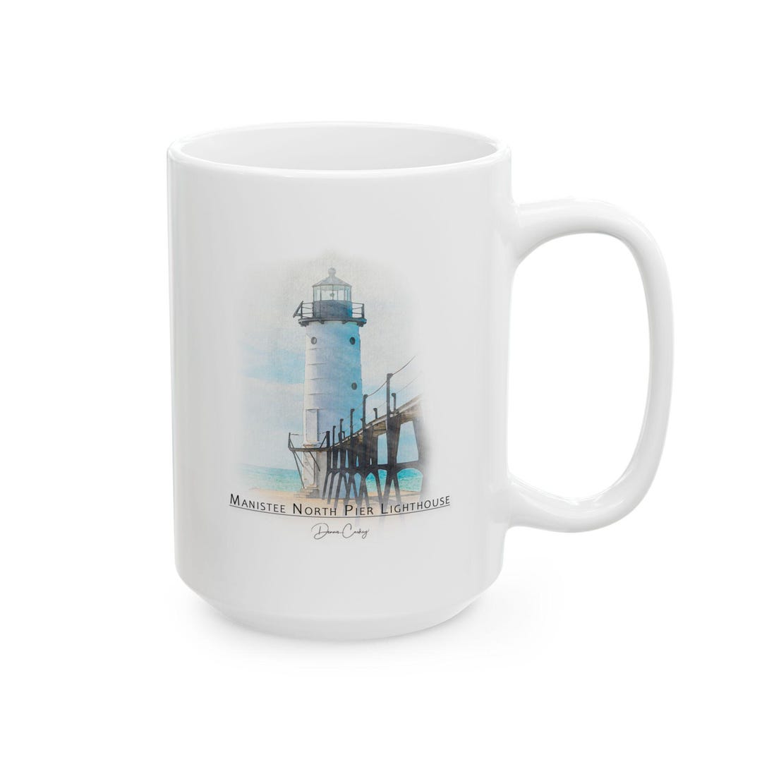 Manistee North Pier Lighthouse Ceramic Mug Michigan Fine Art Mug 11oz ...