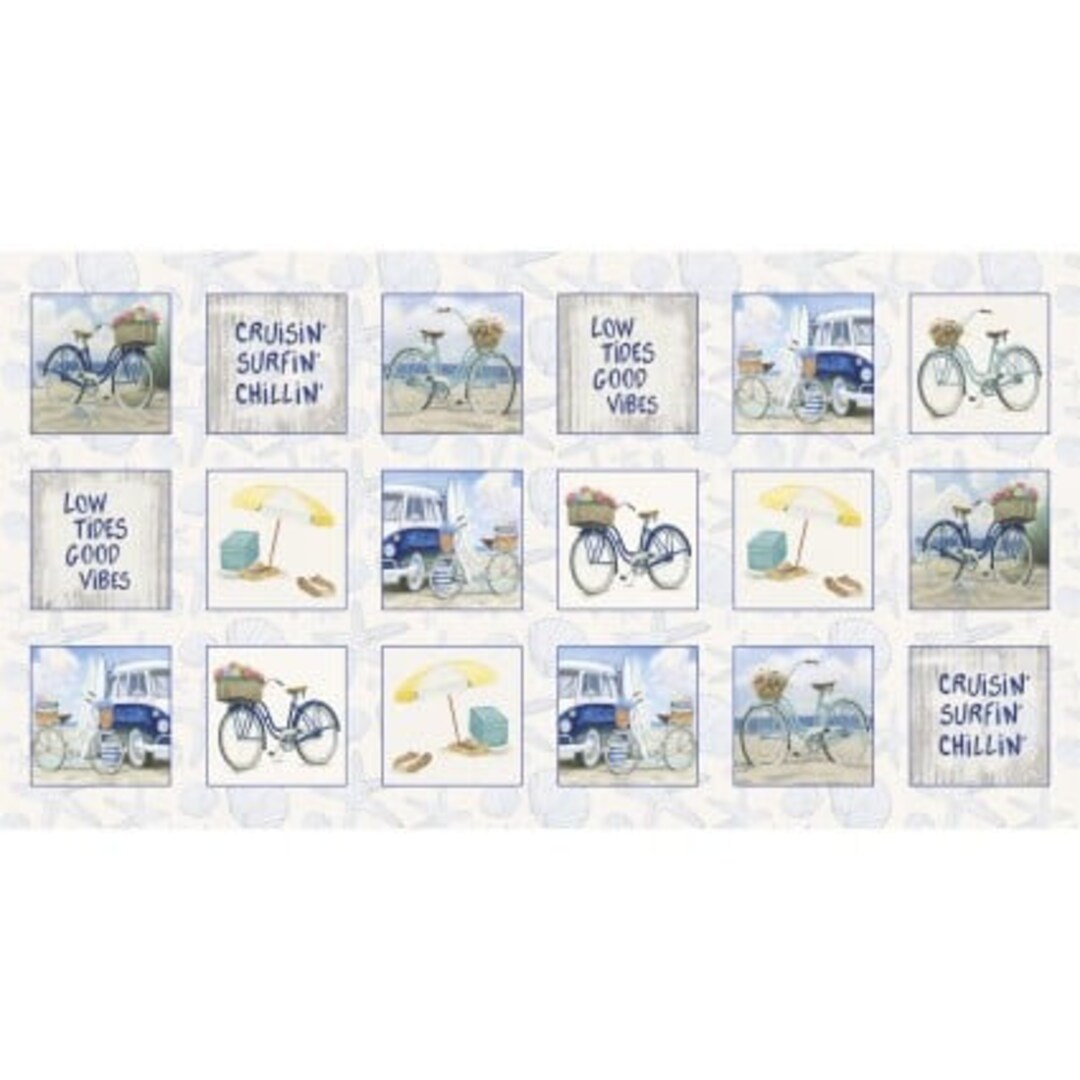 Beach Time - BTIM 4913 PA Blocks Panel 24in - Etsy