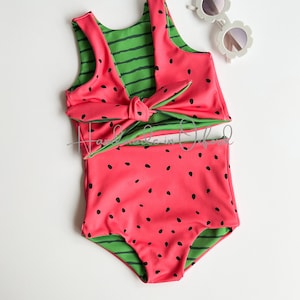 Girls Watermelon Swimsuit, Girls 2 Piece Swim, Reversible Swimsuit ...