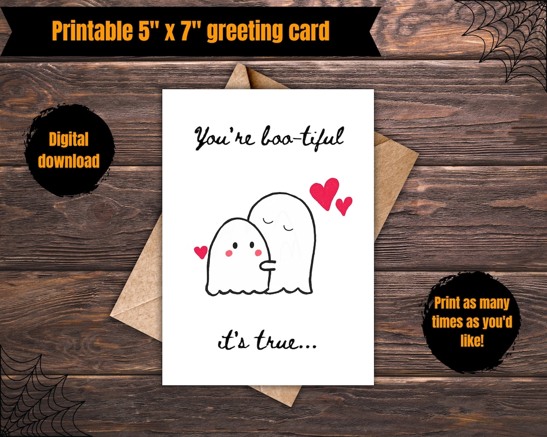 Printable Blank Greeting Card, "you're Boo-tiful" Blank Card, Instant ...