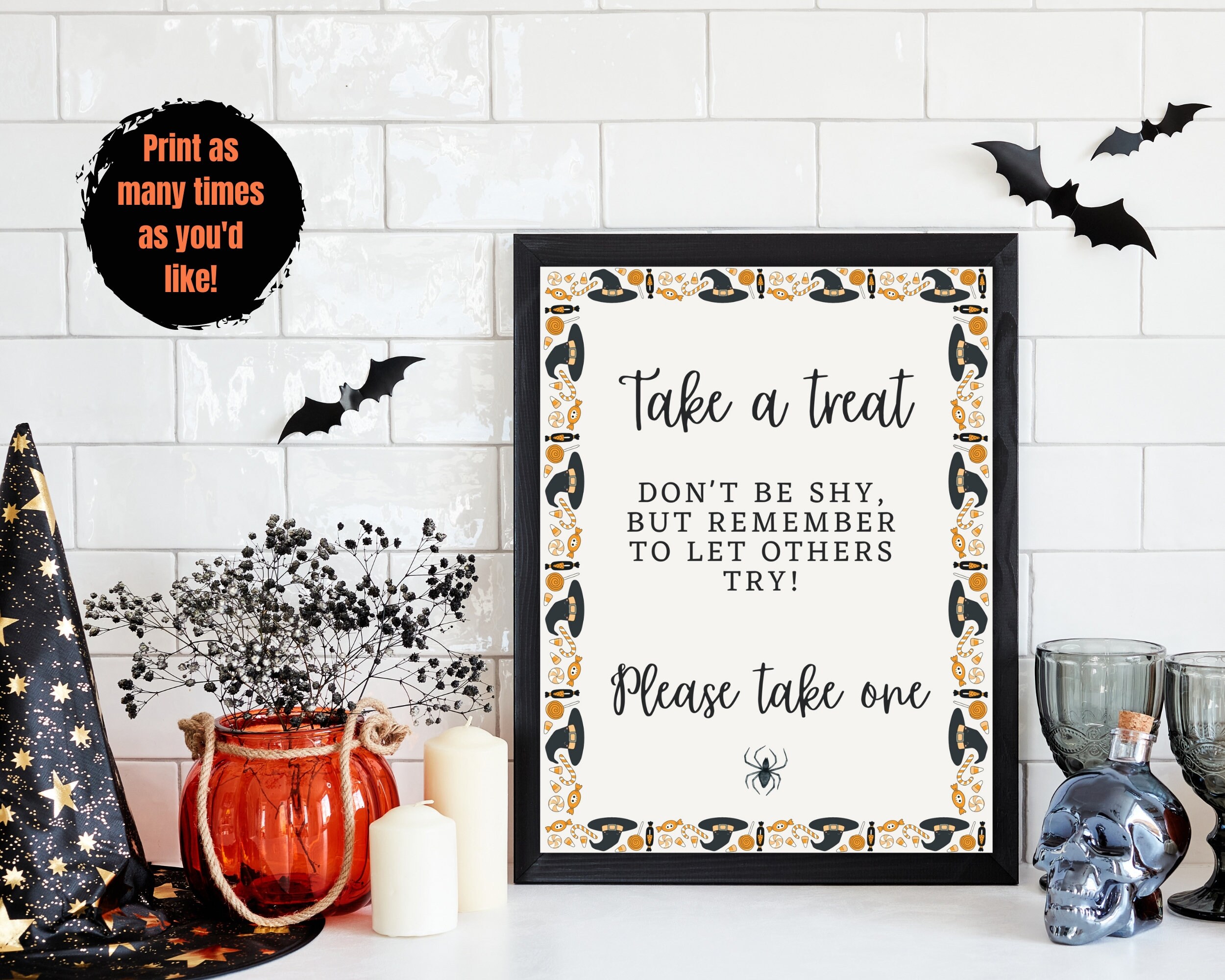 Printable Halloween Candy Sign Take Two and Take One BUNDLE, Trick or ...
