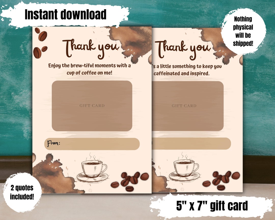 Teacher Appreciation Printable Gift Card Holder, Coffee, Coffee Lover ...
