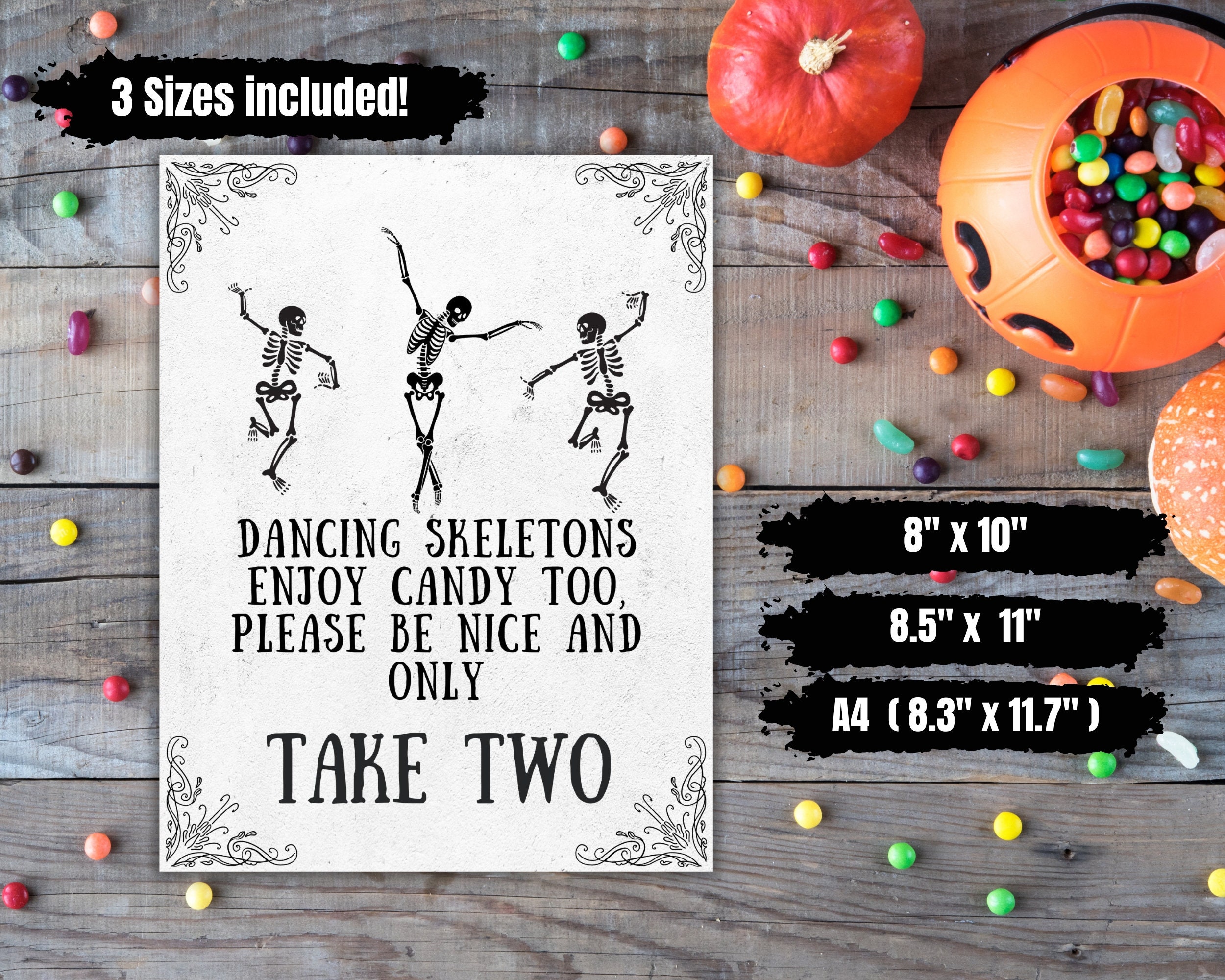 Halloween Candy Sign, Take Two, Trick or Treating, Instant Download ...