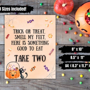 Printable Halloween Candy Sign-take Two Take One Instant - Etsy