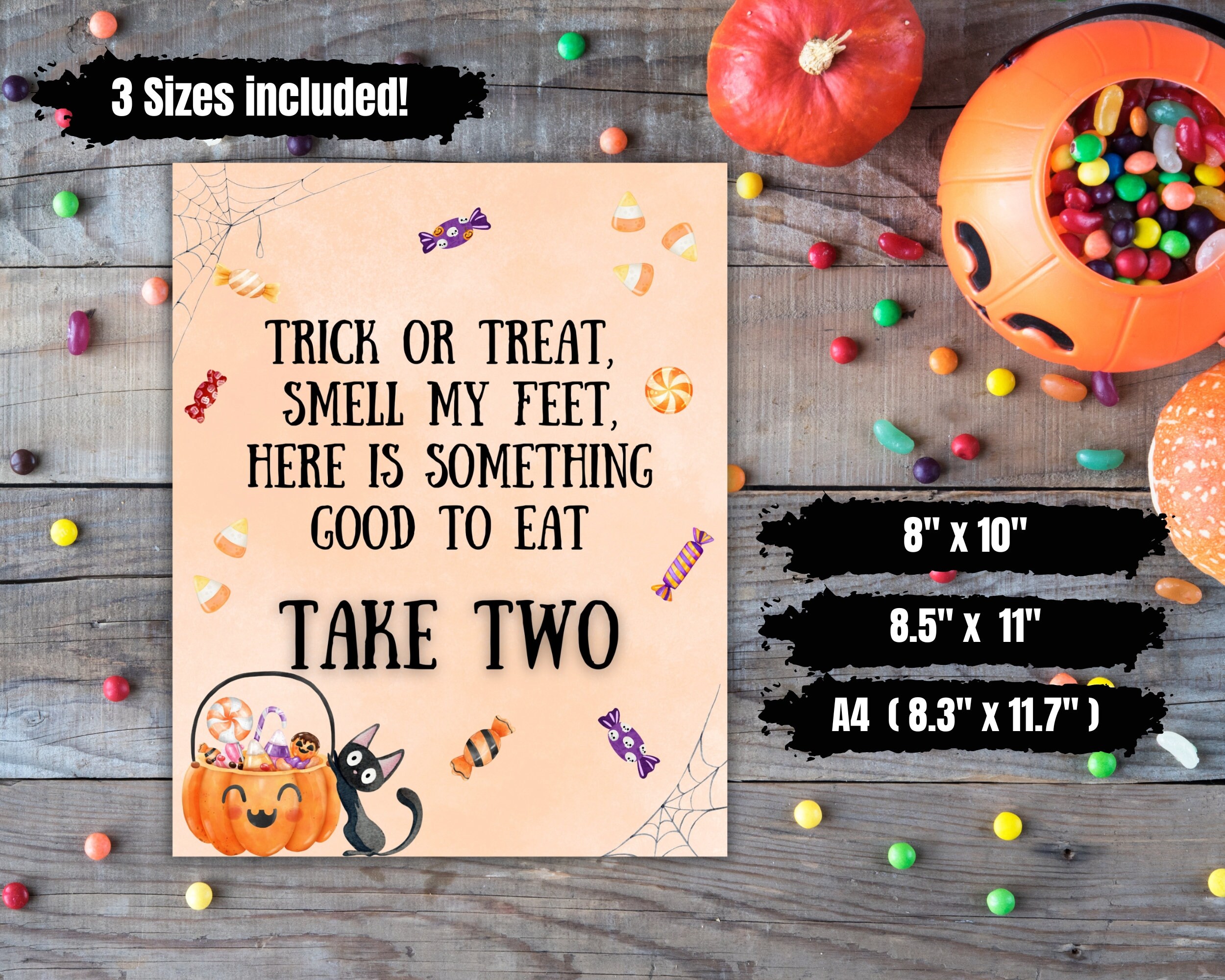 Printable Halloween Candy Sign-take Two, Take One, Instant Download ...