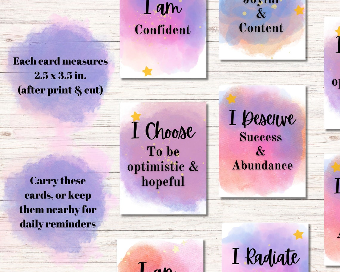 Positive Affirmation Cards Watercolor, Stars, Paint - Etsy