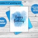 Printable Birthday Card, Happy Birthday Card, Blue Birthday Card - Etsy