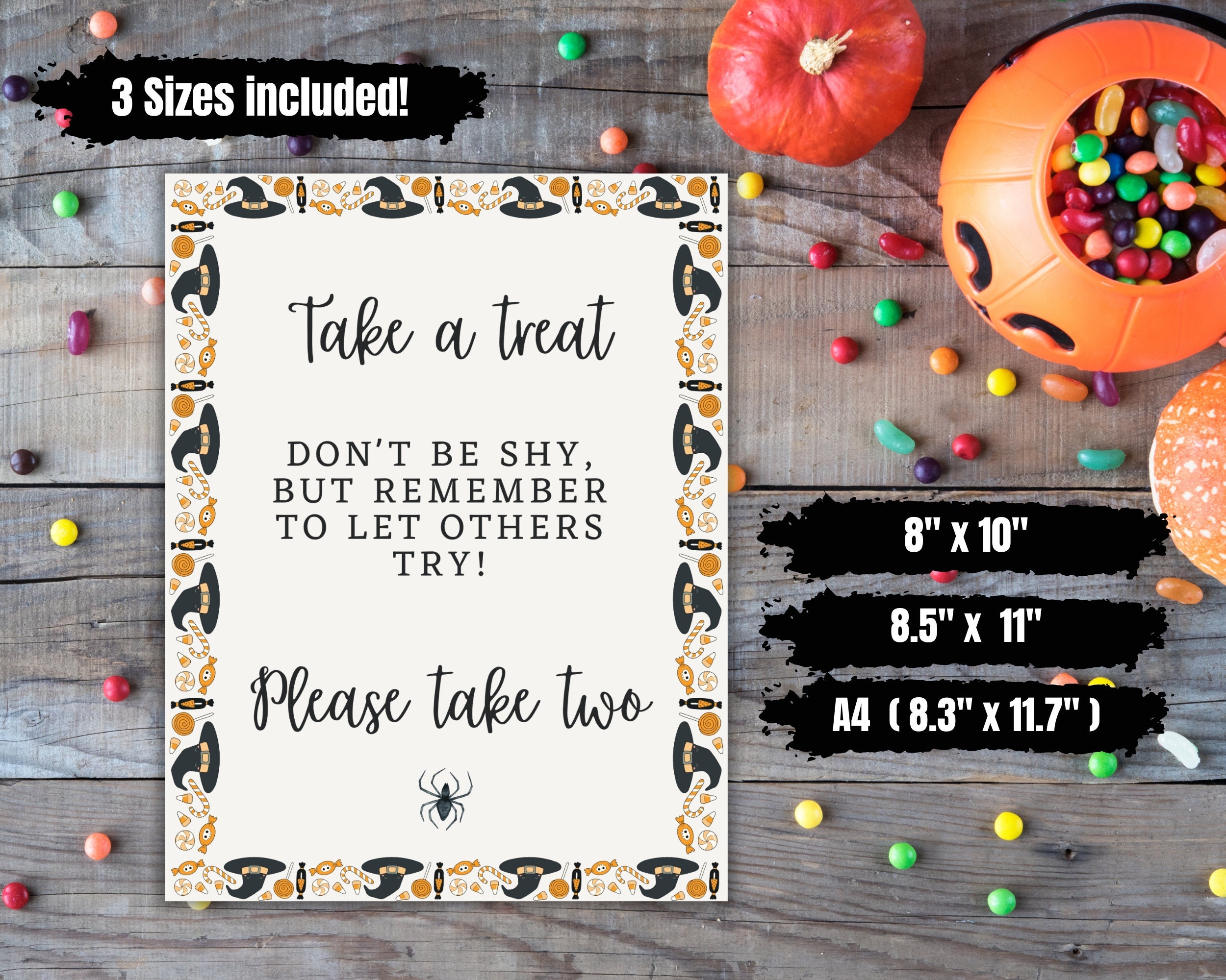 Printable Halloween Candy Sign Take Two and Take One BUNDLE, Trick or ...
