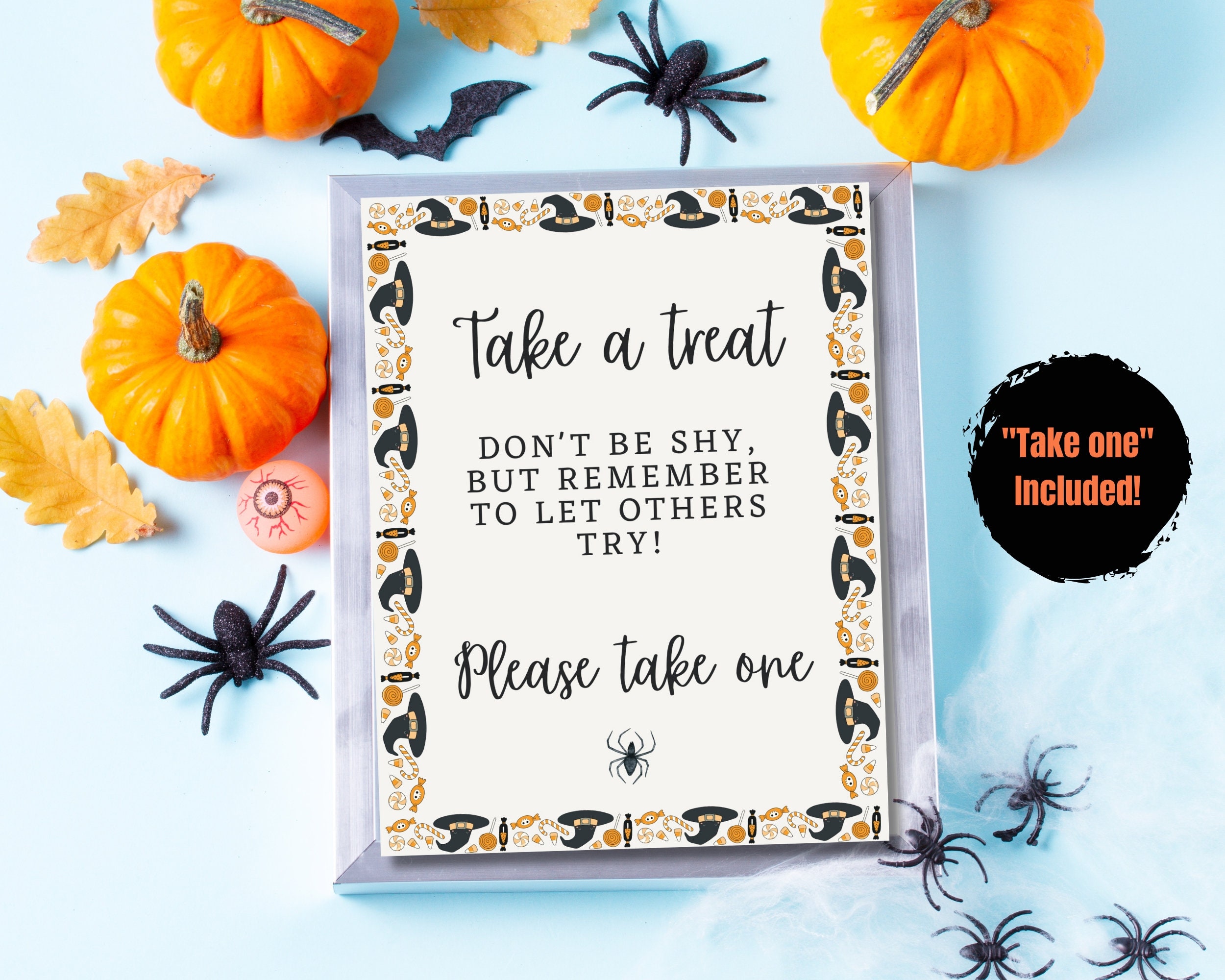 Printable Halloween Candy Sign Take Two and Take One BUNDLE, Trick or ...