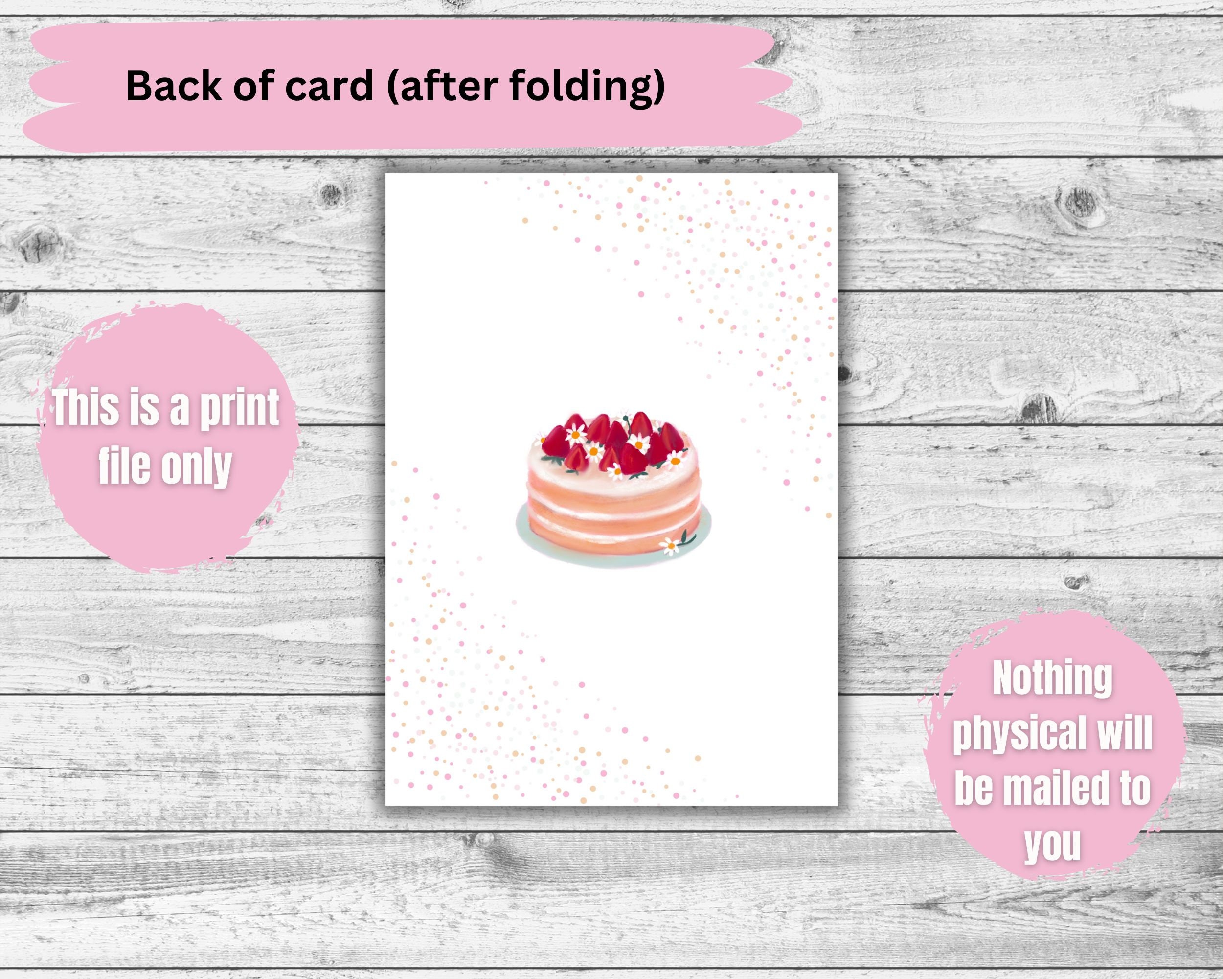 Printable Pink Birthday Card, Digital Download, Instant Download, Happy ...