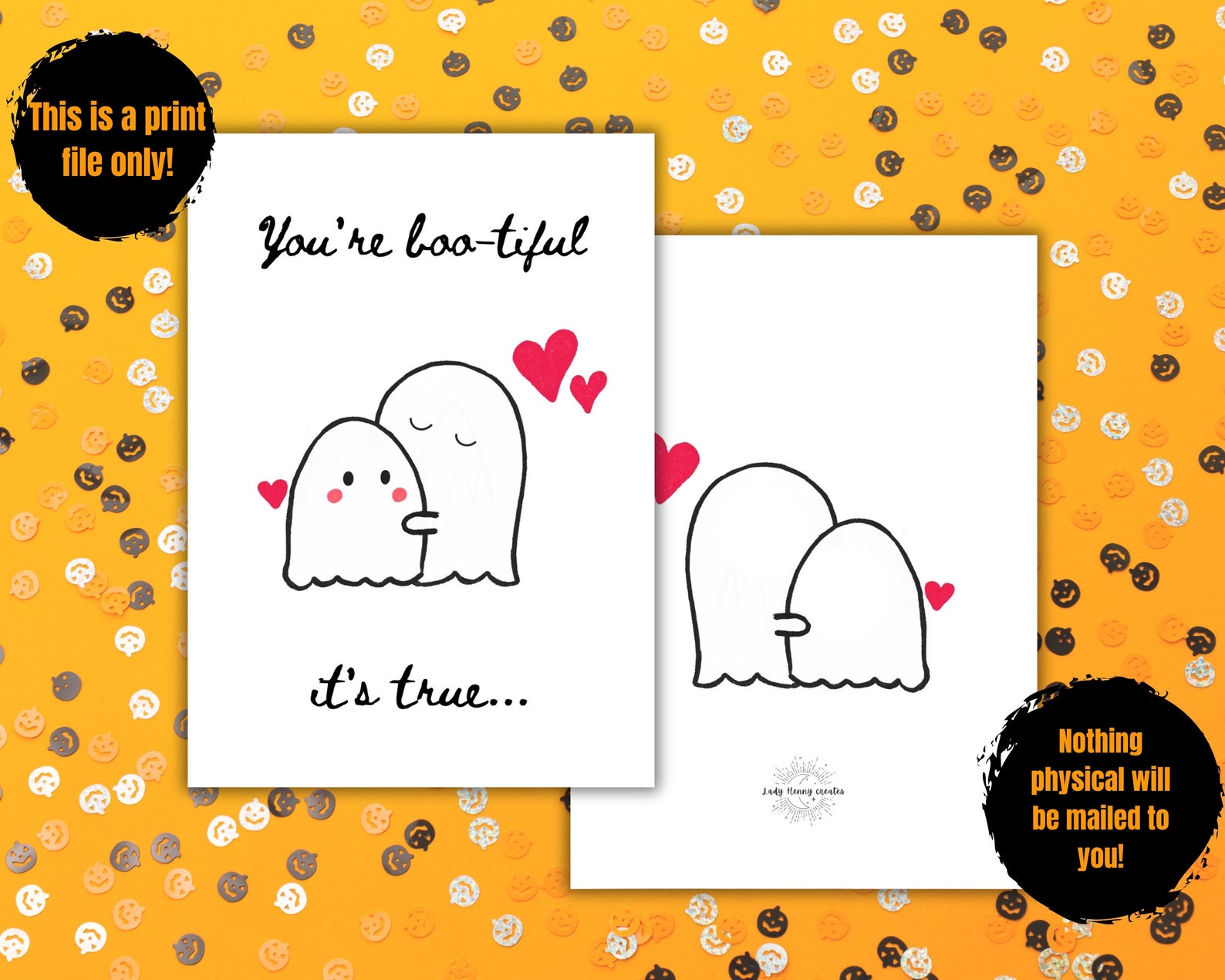 Printable Blank Greeting Card, "you're Boo-tiful" Blank Card, Instant ...
