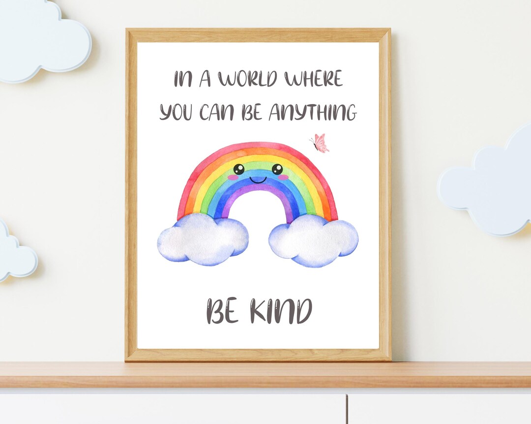Be Kind Watercolor Poster for Kids | Positive Affirmation Inspirational ...