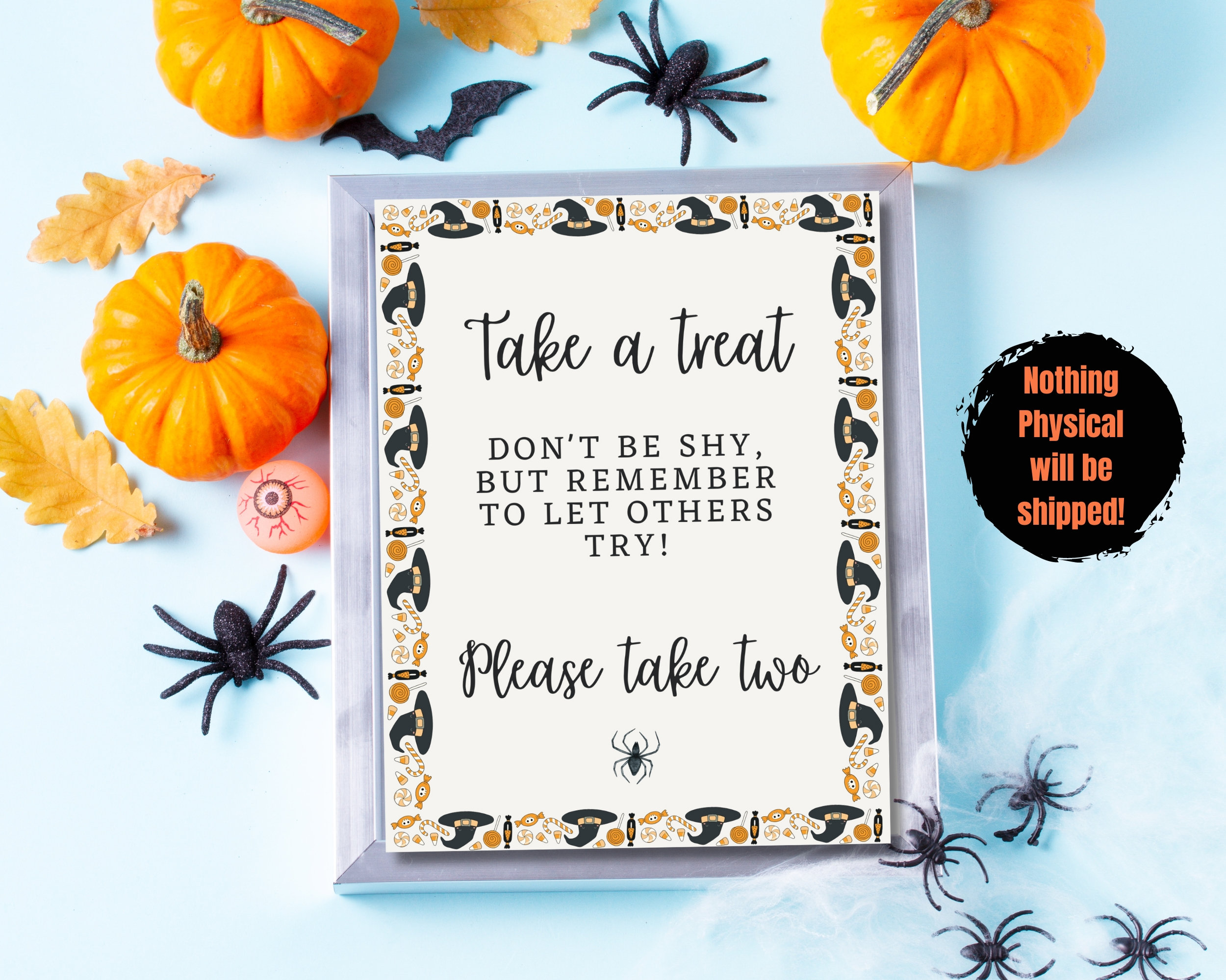 Printable Halloween Candy Sign Take Two and Take One BUNDLE, Trick or ...