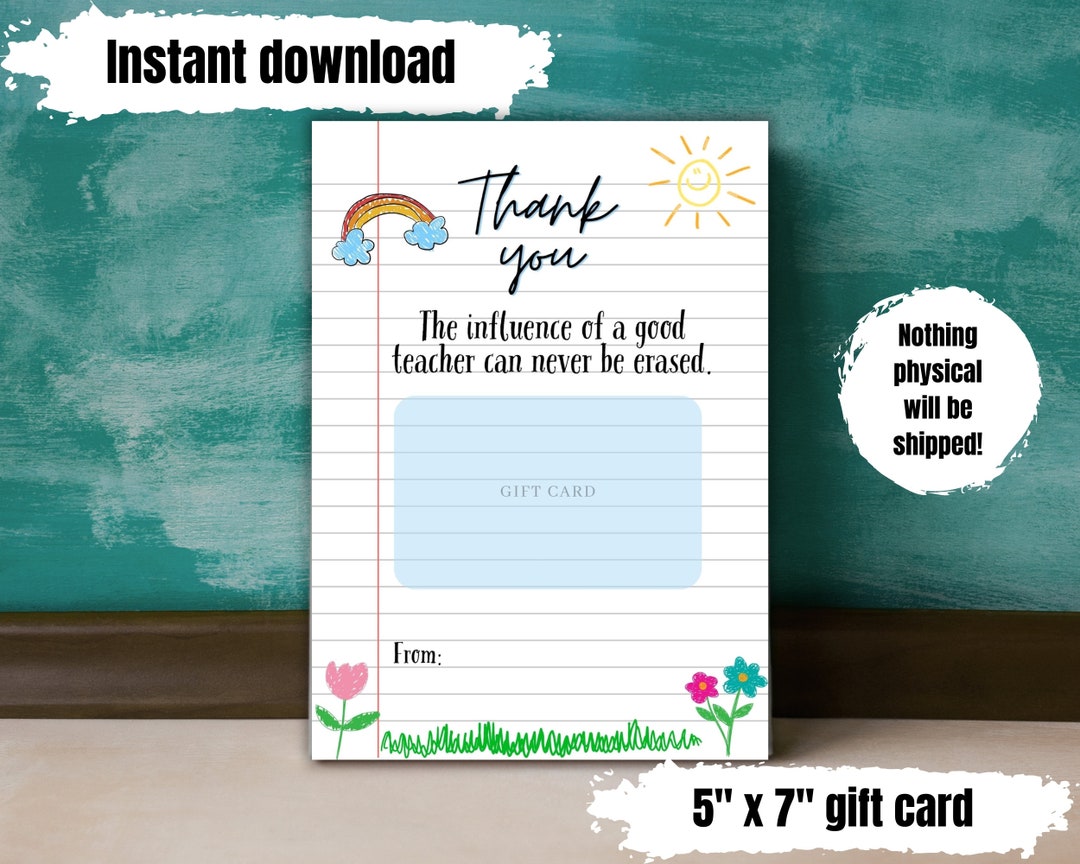 Teacher Appreciation Printable Gift Card Holder, the Influence of a ...