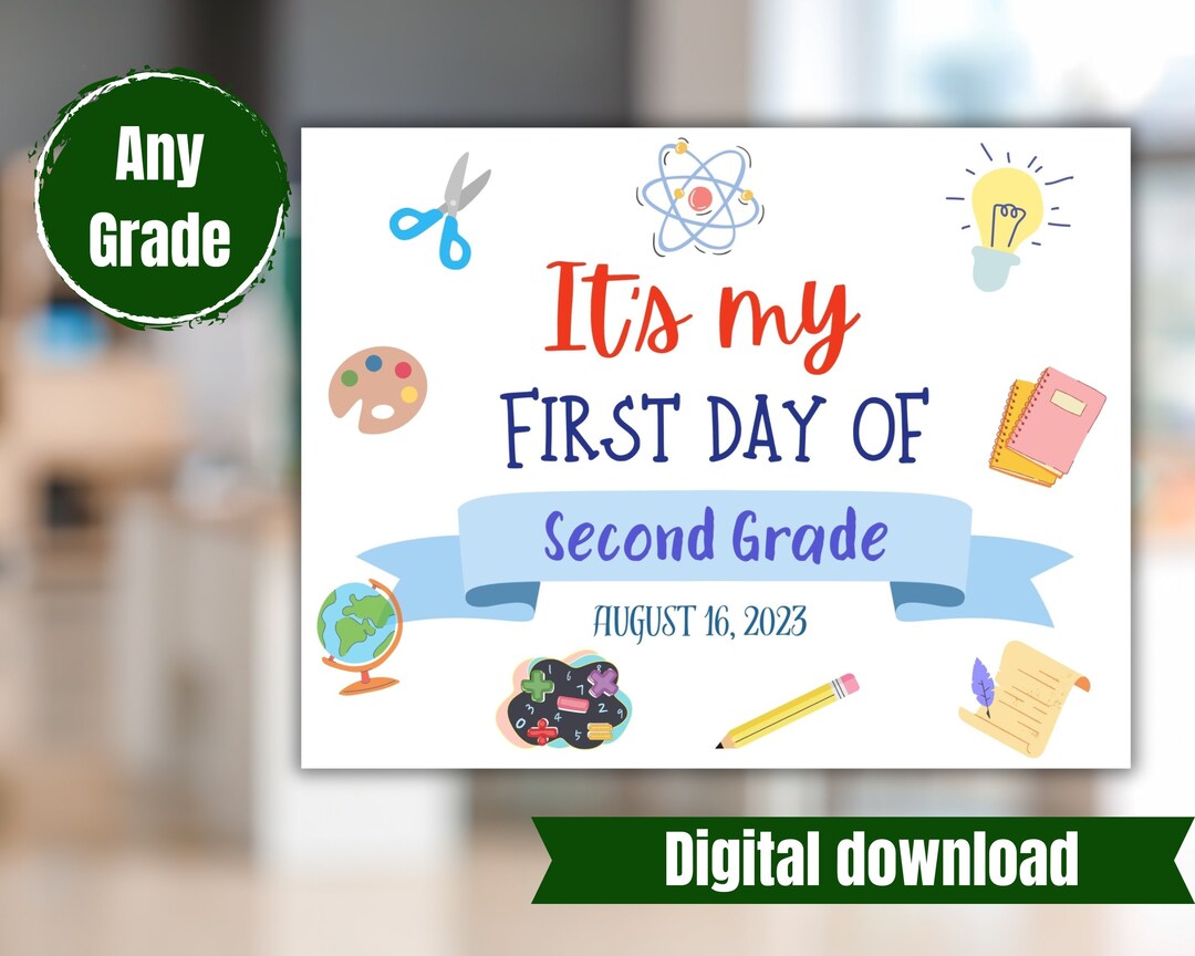 Back to School Sign, Printable First Day of School Sign, Digital ...